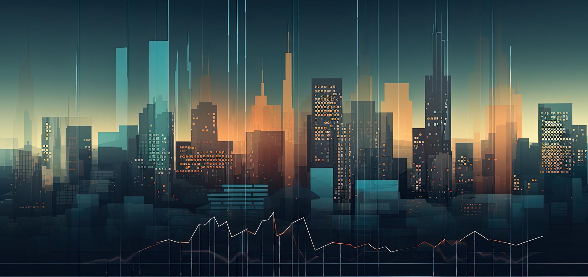 grafisk bild på skyskrapor